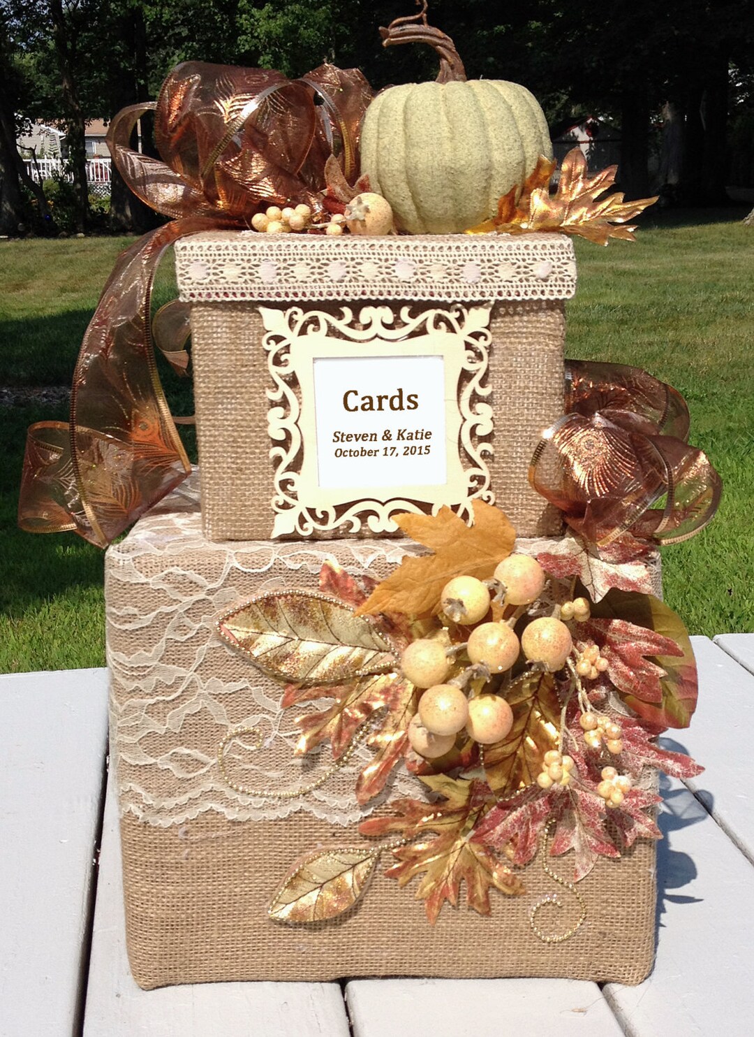 Rustic Wedding Card Box,burlap Wedding Card Box,card Box With Slot,fall ...