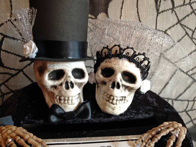 Gothic Halloween Wedding Card Box, Skull Bride & Groom Decor - Etsy