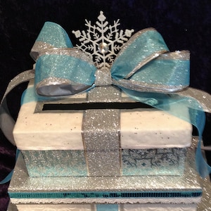 Winter Wonderland Card Boxes,blue Card Box,card Box With Slot,# ...