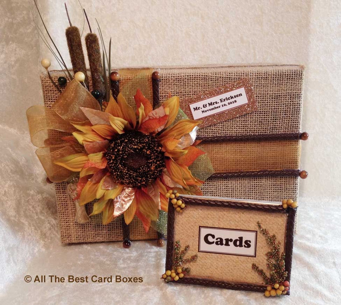 Rustic Fall Wedding Card Box,card Box With Slot,fall Wedding Cake ...