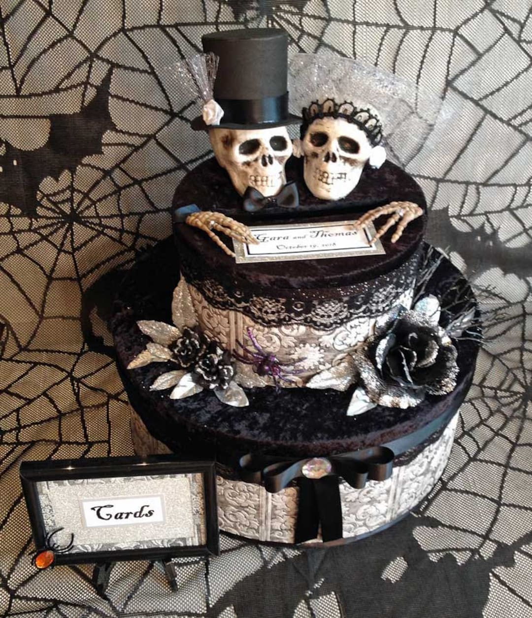 Gothic Halloween Wedding Card Box, Skull Bride & Groom Decor - Etsy
