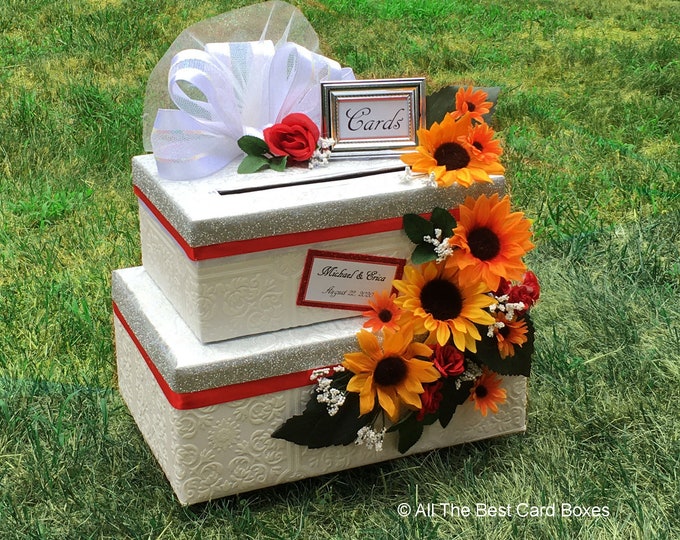 Sunflower Wedding,wedding Card Box With Slot,wedding Card Box,sunflower ...