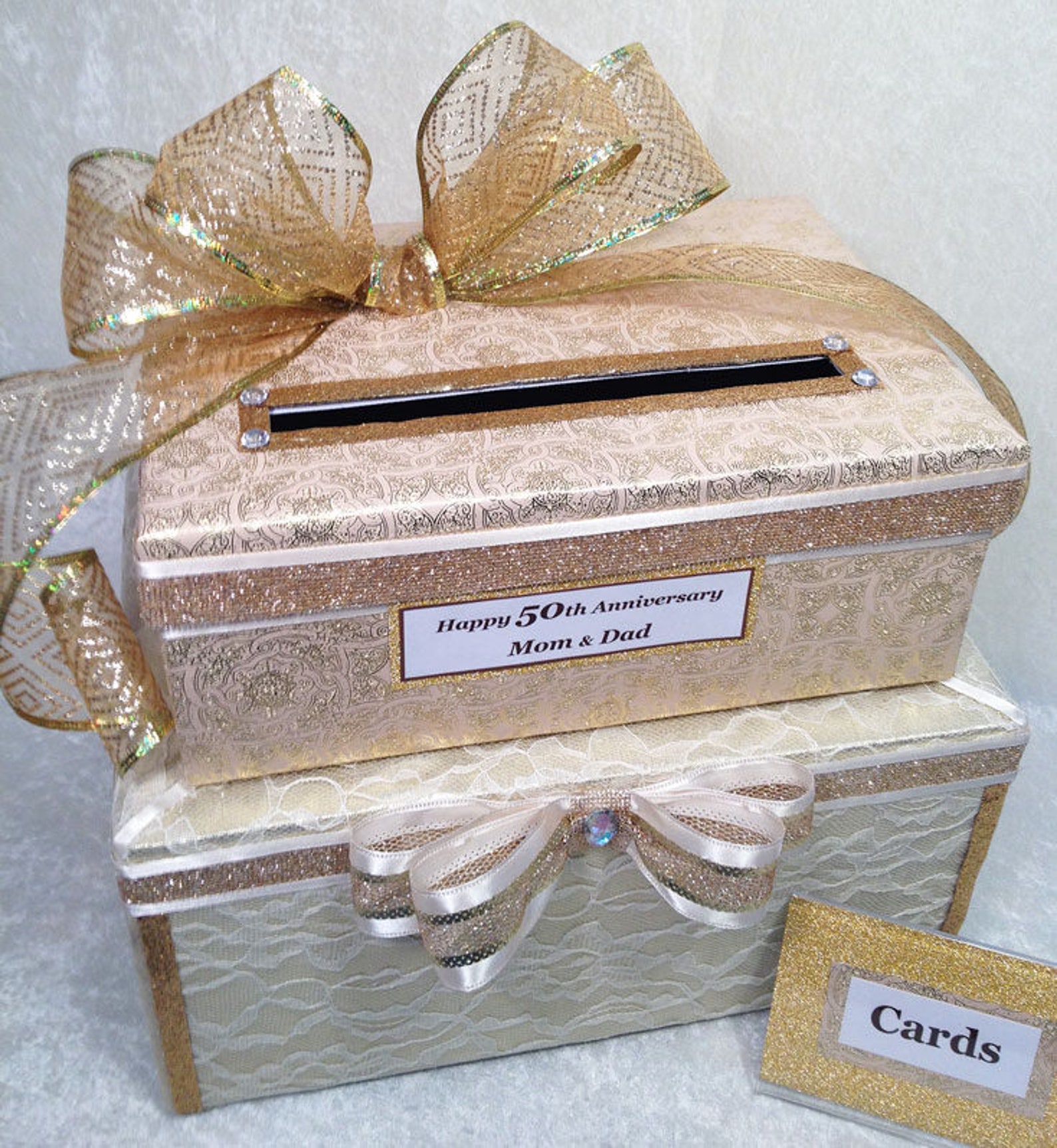 Wedding Card Boxgold Wedding Card Boxtwo Tiersgold Wedding | Etsy