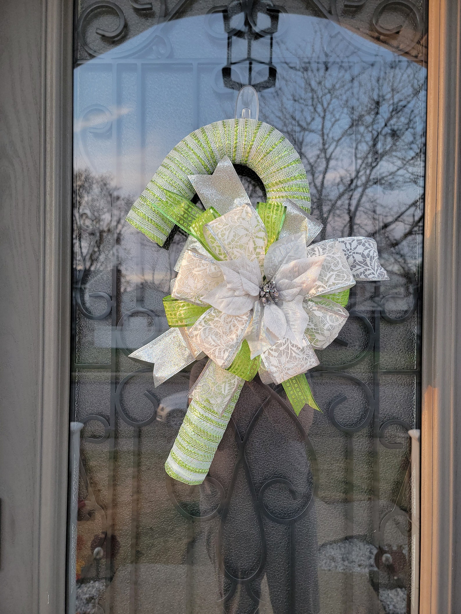 Candy Cane Door Decor Deco Mesh Candy Cane Candy Cane Door - Etsy