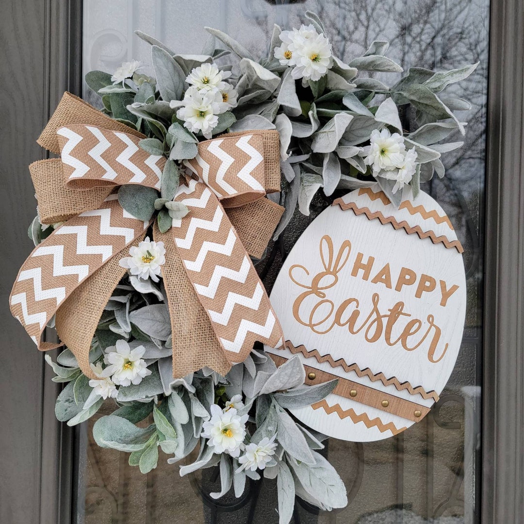Easter Wreath, Farmhouse Easter Wreath, Lambs Ears Easter Wreath ...
