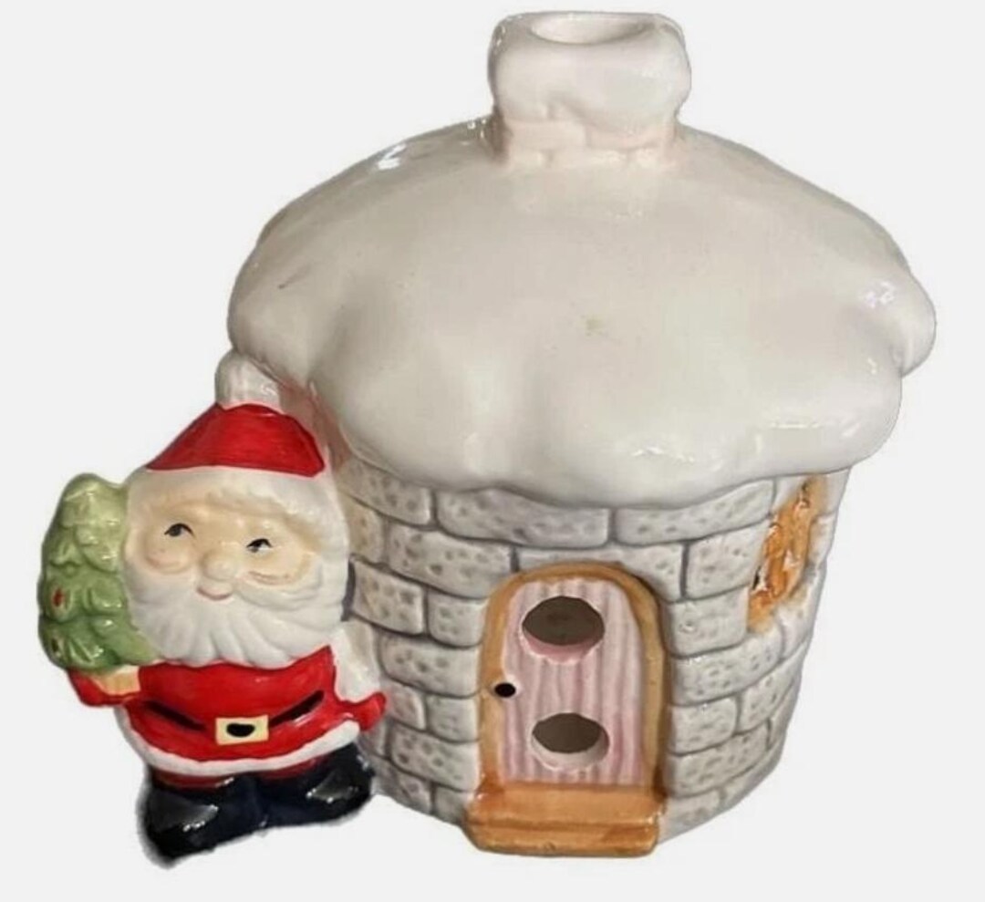 Brinn's Ceramic Santa Christmas Village House Tealight Candle Holder - Etsy