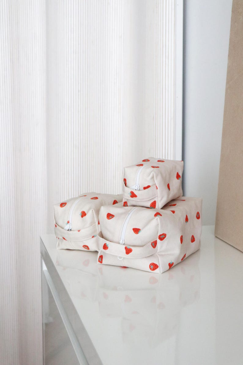 Cotton Canvas Toiletry Travel Bag – Strawberry Makeup Bag - Etsy