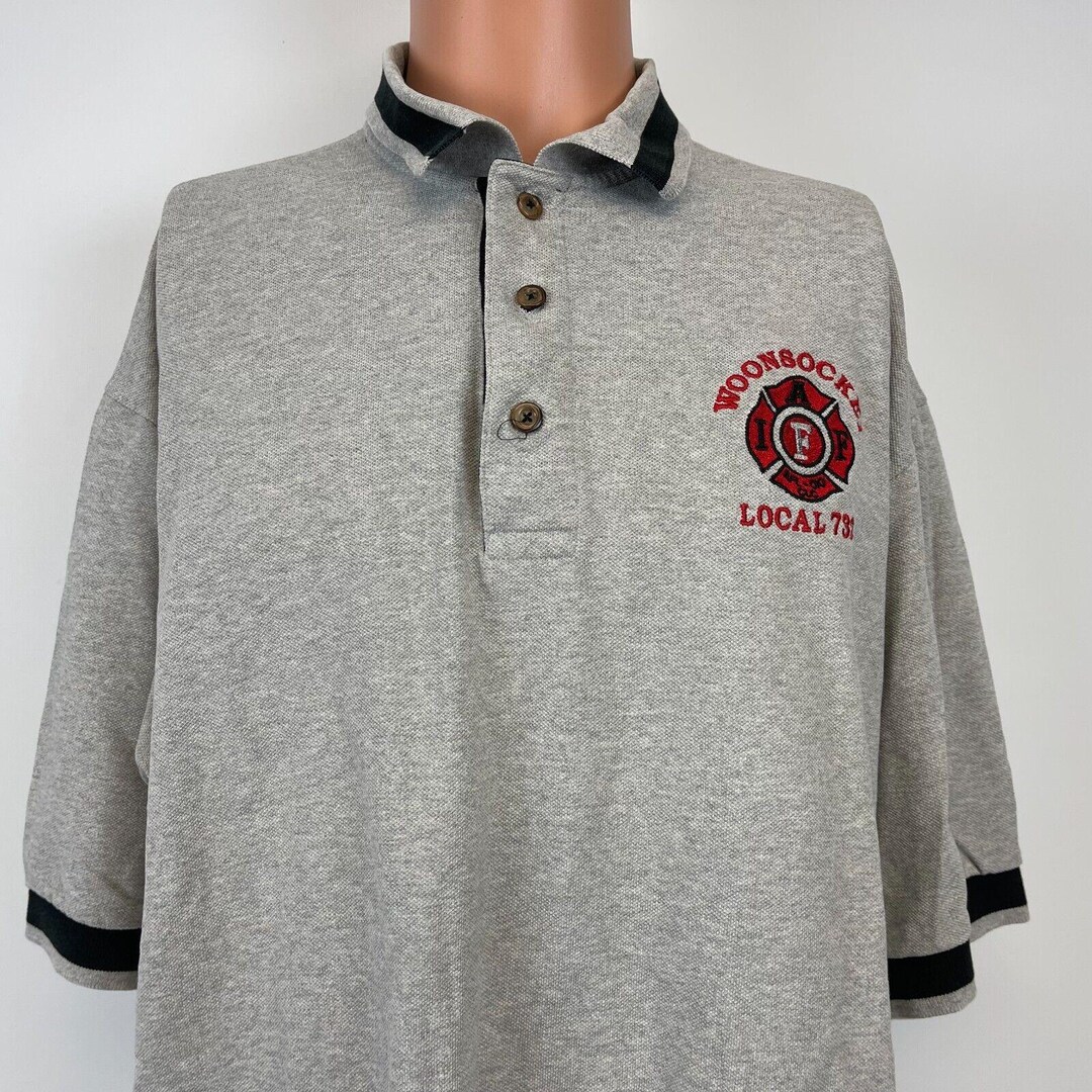 Vintage 90s Woonsocket Fire Department Polo Shirt Mens Size XL Grey ...