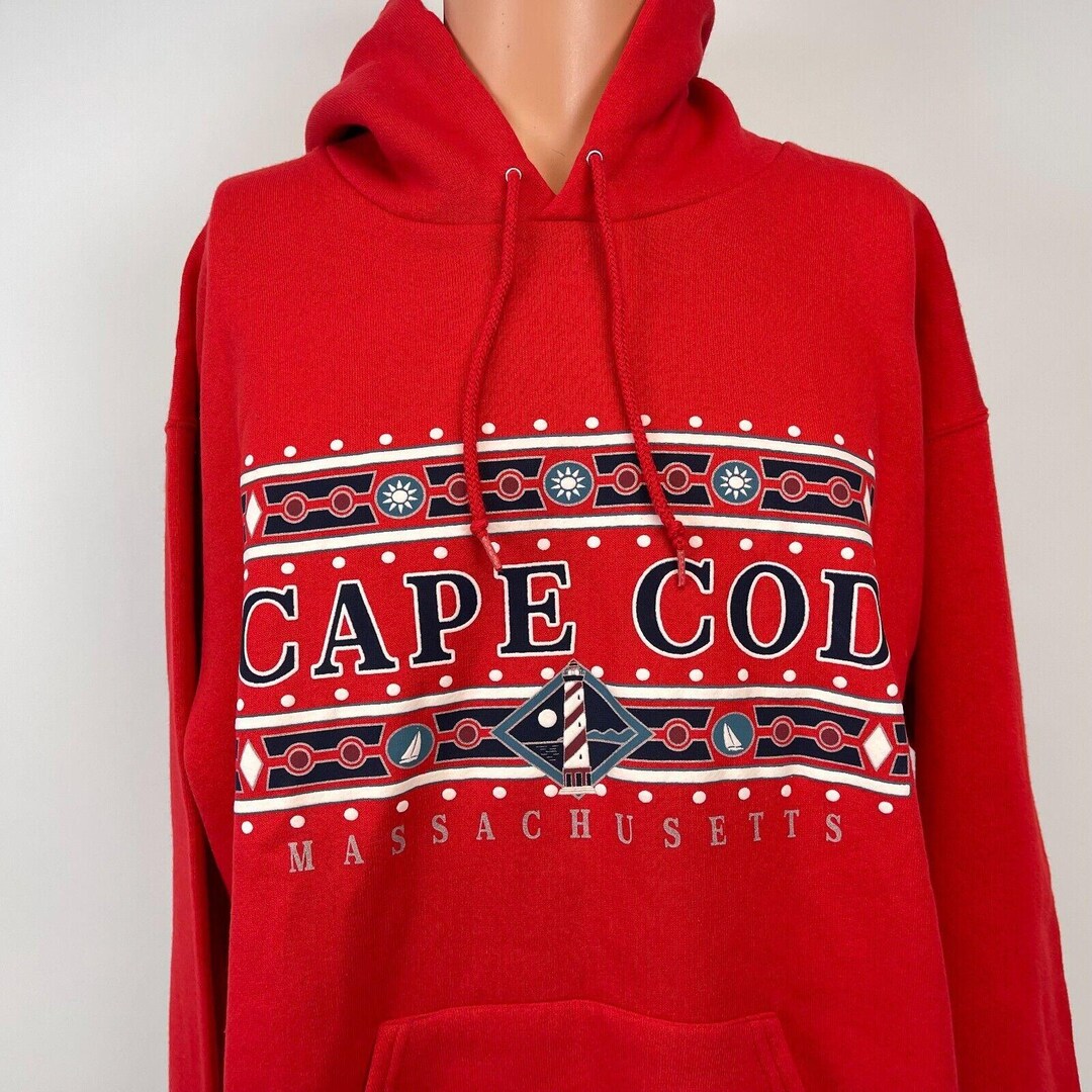 Cape Cod Massachusetts Light Tower Embossed Hoodie Sweatshirt Vtg 90s ...