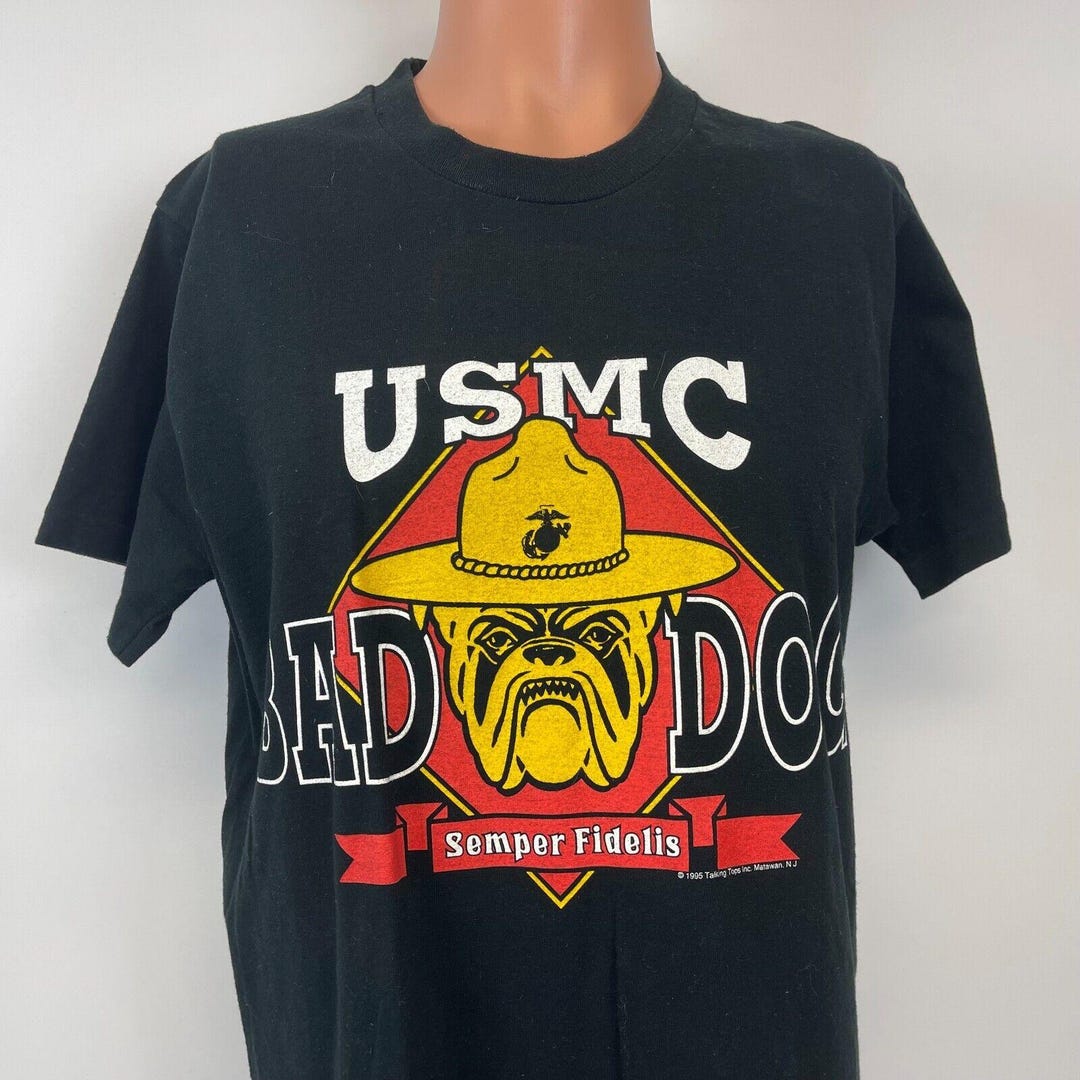United States Marine Corps Bad Dog Single Stitch T Shirt Vtg 90s Made ...