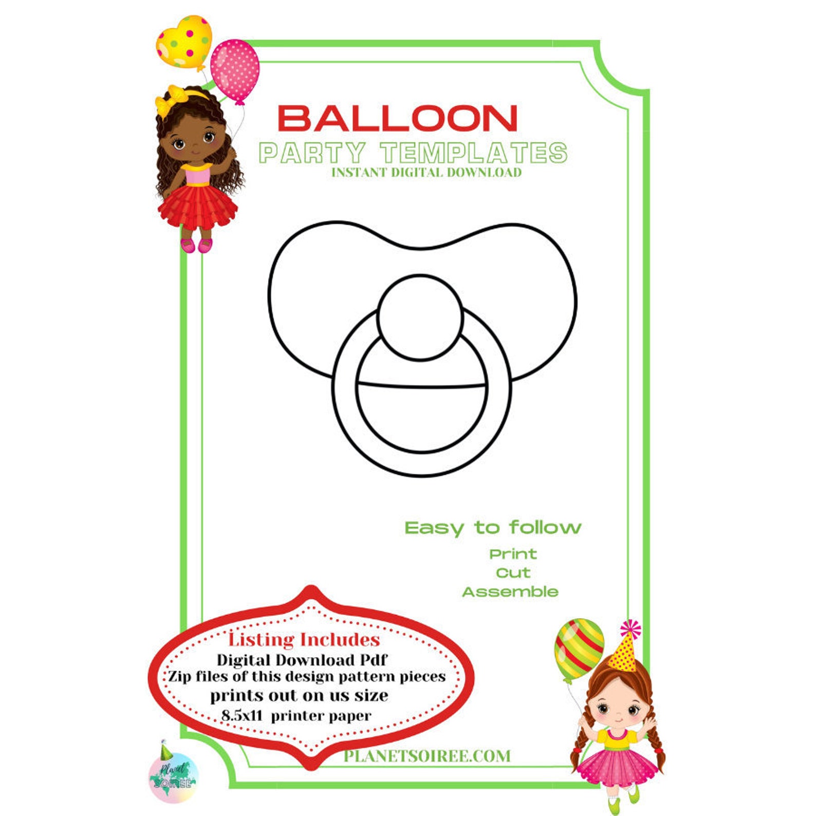 Pacifier Balloon Template Mosaic Pacifier From Balloons Baby | Etsy