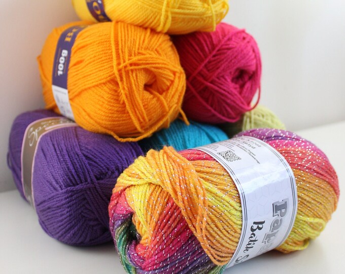 Multi Pack of Rainbow Yarn, 7 Balls of Dk Acrylic Yarn for Crochet ...