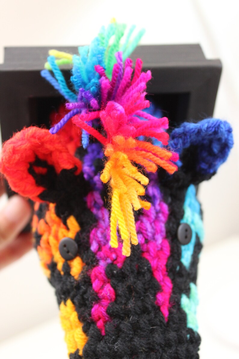 Rainbow Zebra Crochet Taxidermy Head, Ready to Hang Mini Black ...