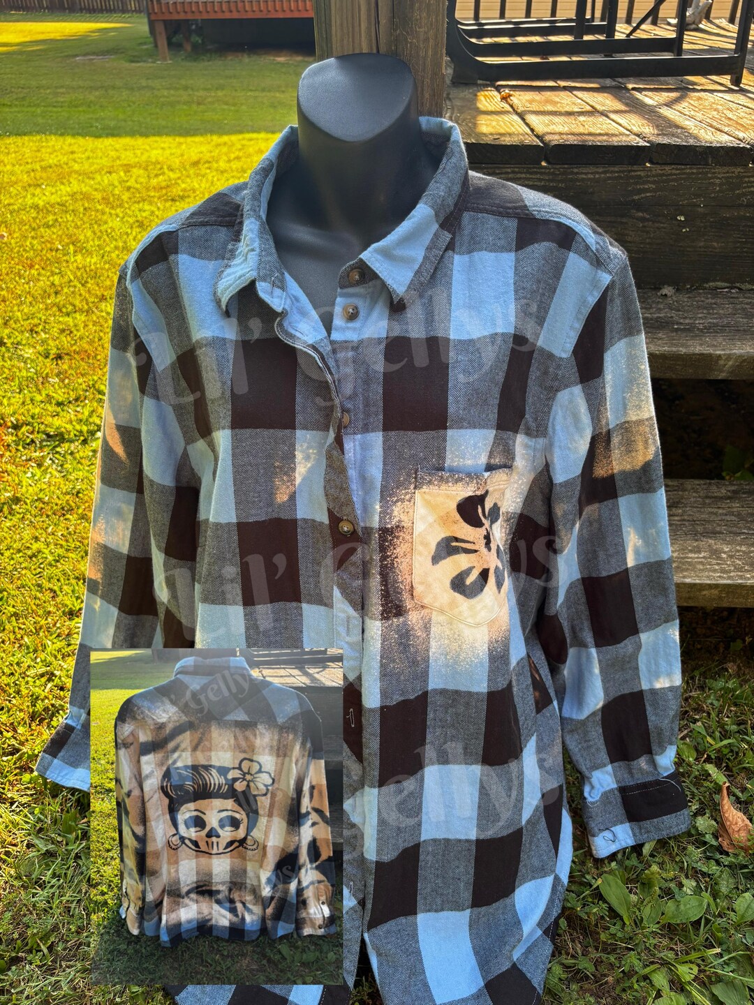 Custom Flannel,bleached Flannel,skeleton Flannel,fall Flannel,halloween ...