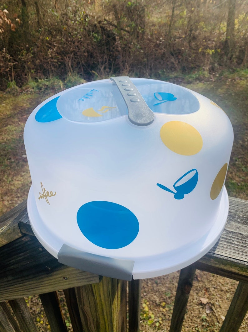 Personalized Cake Carrier With Lid: Coffee Cup Design - Etsy