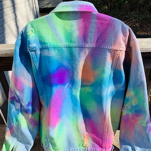 Tie Dye Denim Jacket,tie Dye Coat,jean Jacket,colorful Jacket,unique ...