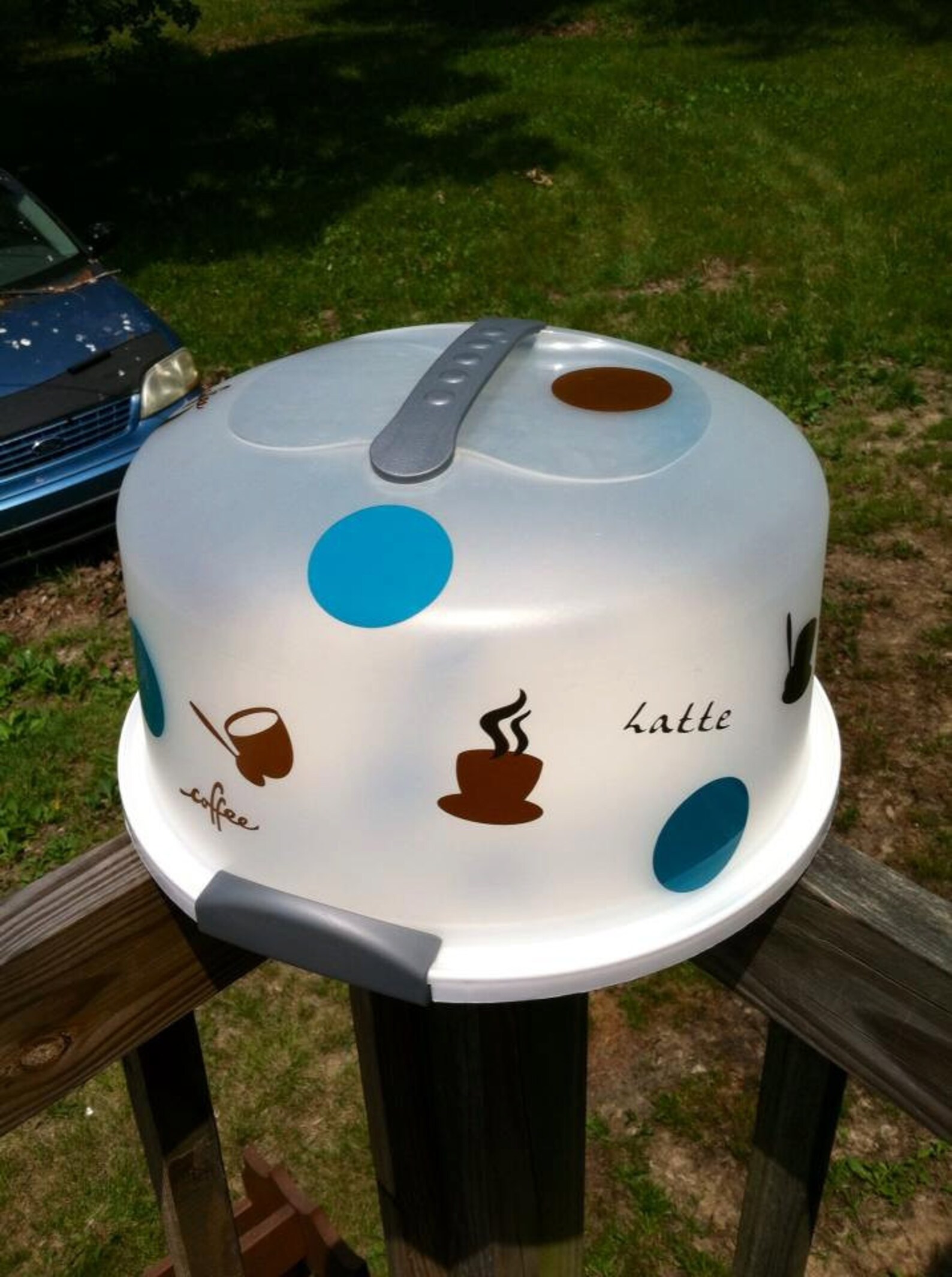 Personalized Cake Carrier With Lid: Coffee Cup Design - Etsy