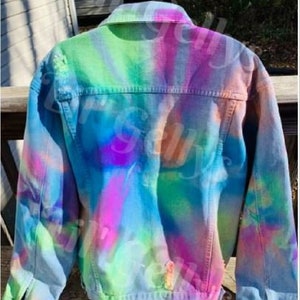 Rainbow Neon Tie Dye Denim Jacket: Unique Colorful Jean Coat - Etsy