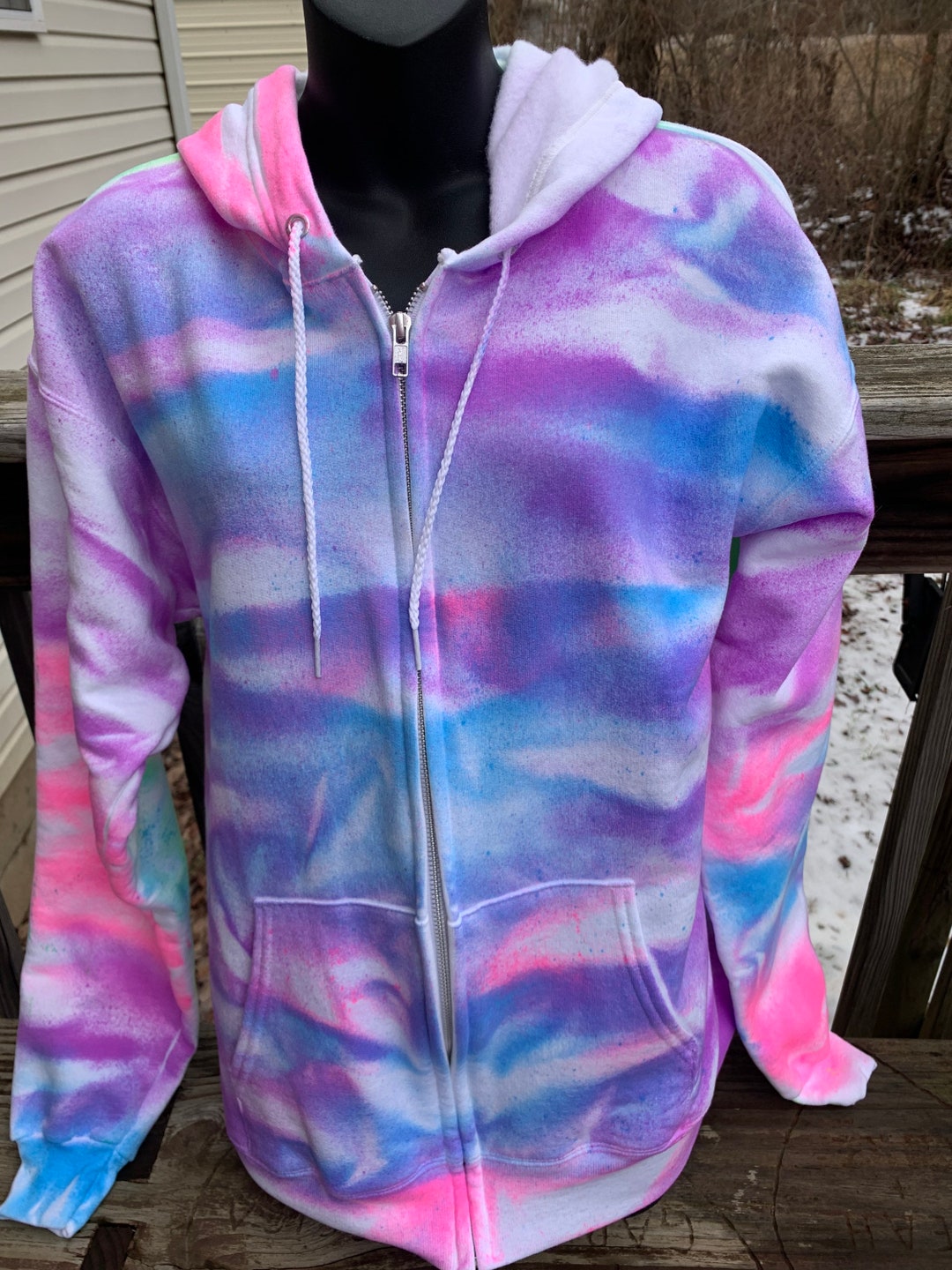 Tie Dye Zip Up Tie Dye Hoodie Unique Tie Dye Tie Dye Sweatshirt