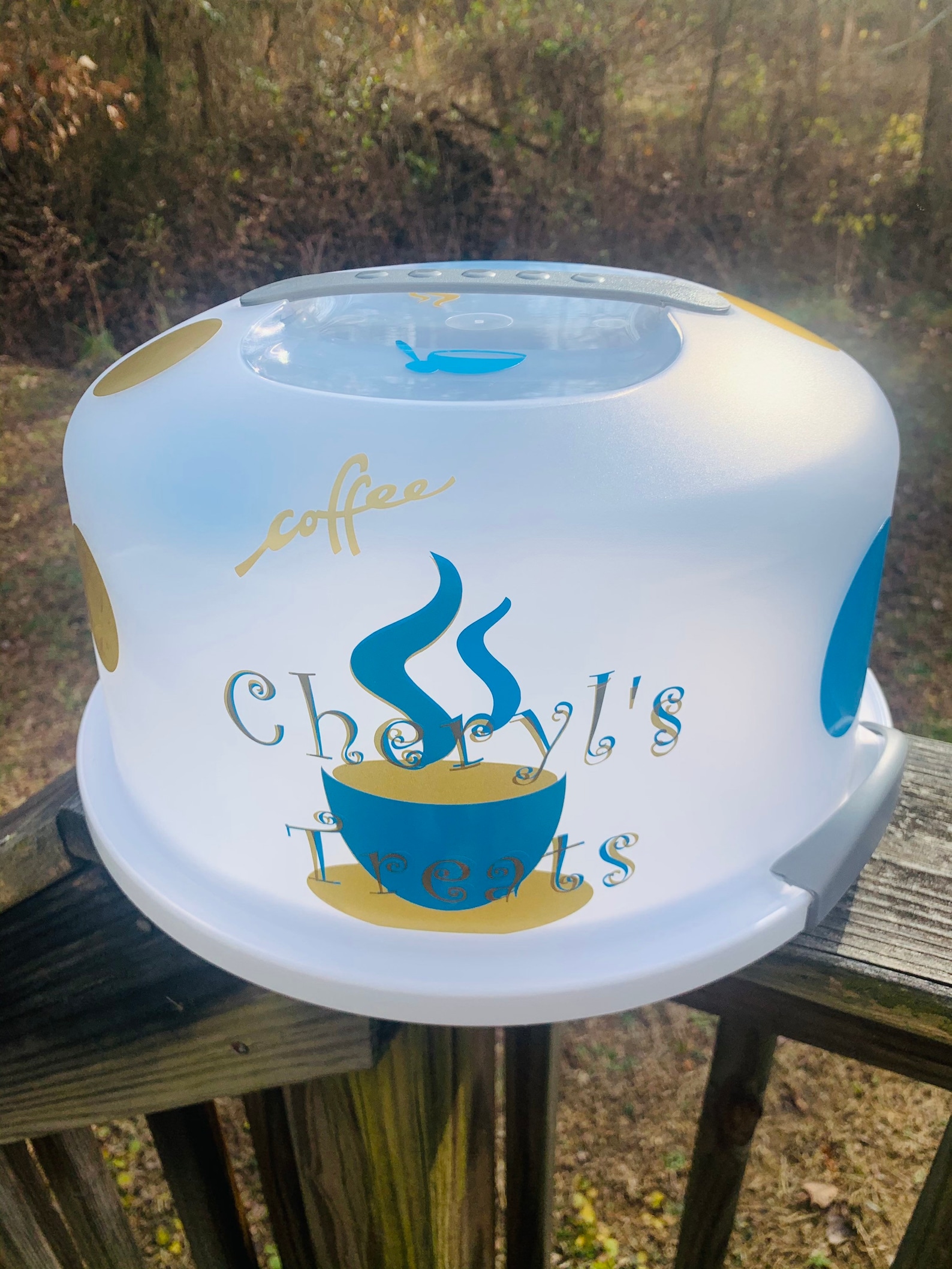 Personalized Cake Carrier With Lid: Coffee Cup Design - Etsy