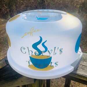 Personalized Cake Carrier With Lid: Coffee Cup Design - Etsy