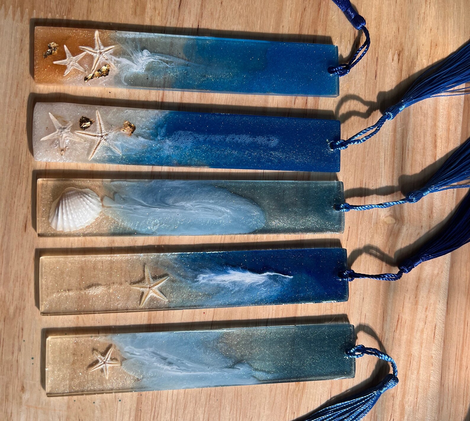 Sea-inspired Ocean Resin Bookmark Beach Bookmark - Etsy