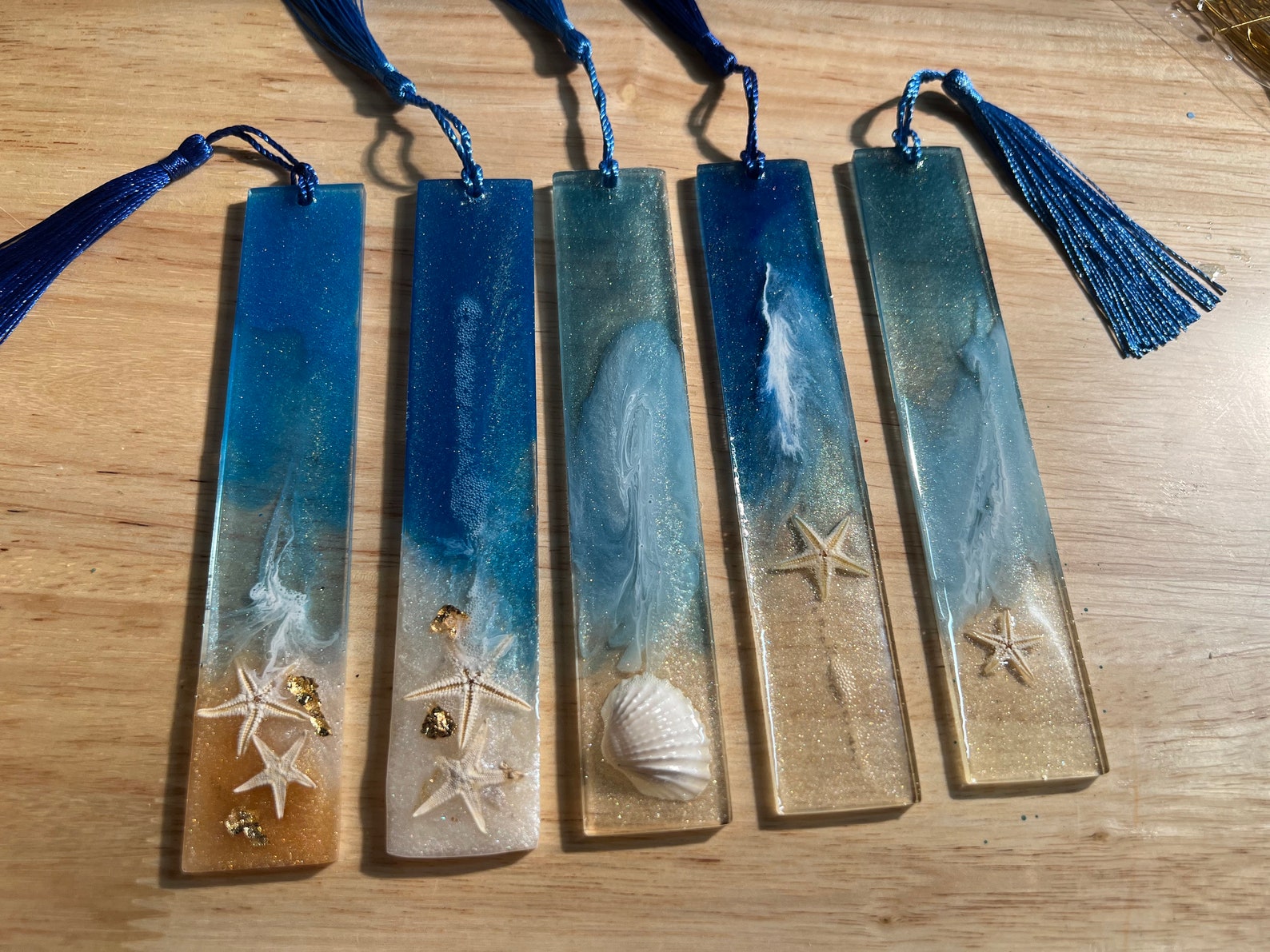 Sea-inspired Ocean Resin Bookmark Beach Bookmark - Etsy