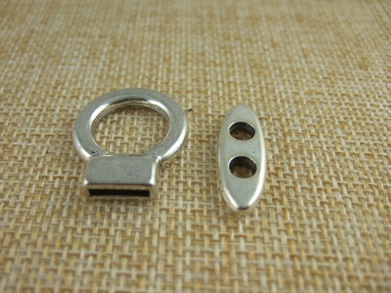 5 Sets Antique Silver Wrap Leather Button Toggle Clasp 9.5x2mm for 2mm ...
