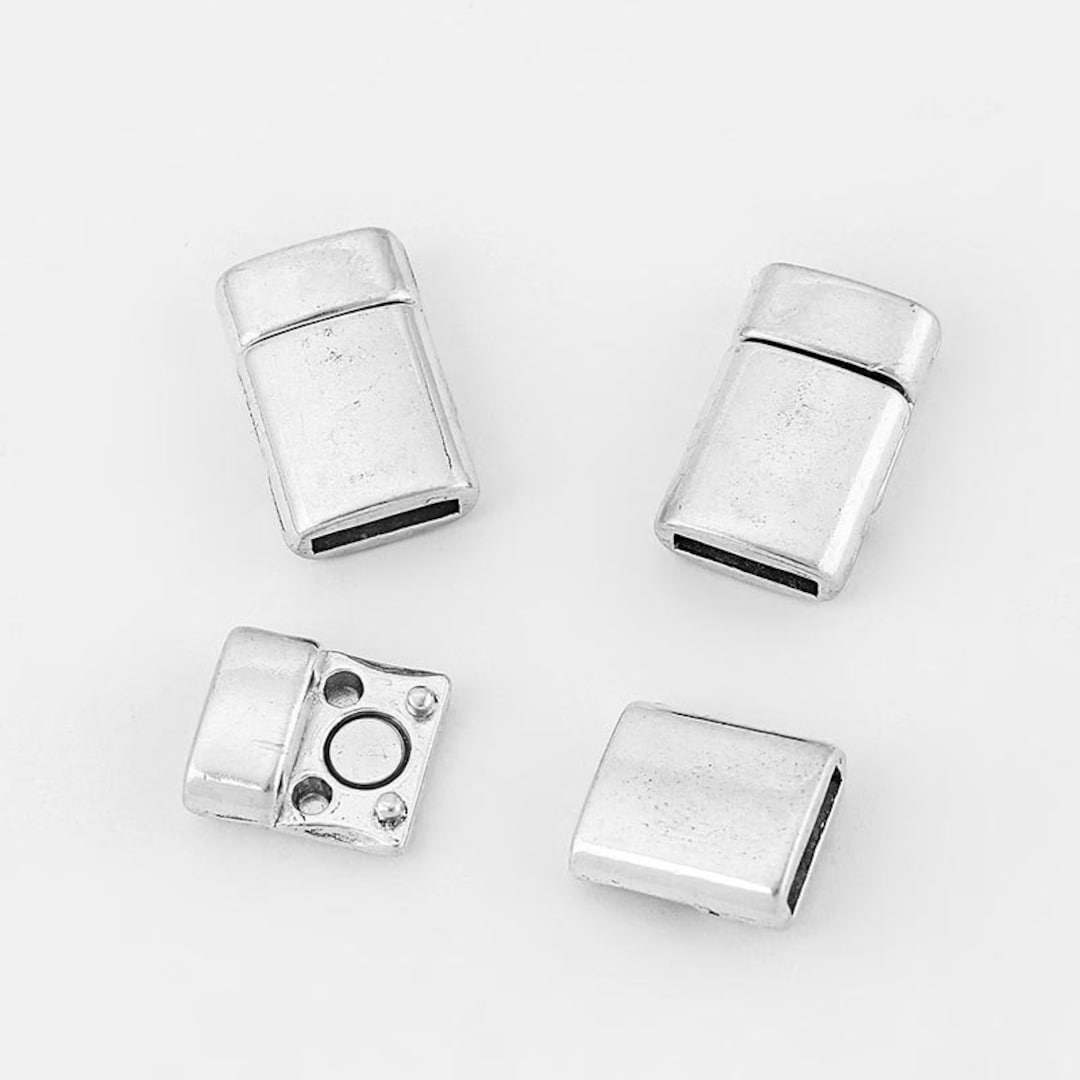 3sets Smooth 10x2mm Flat Clasp 10mm Flat Leather Clasps Antique Silver ...