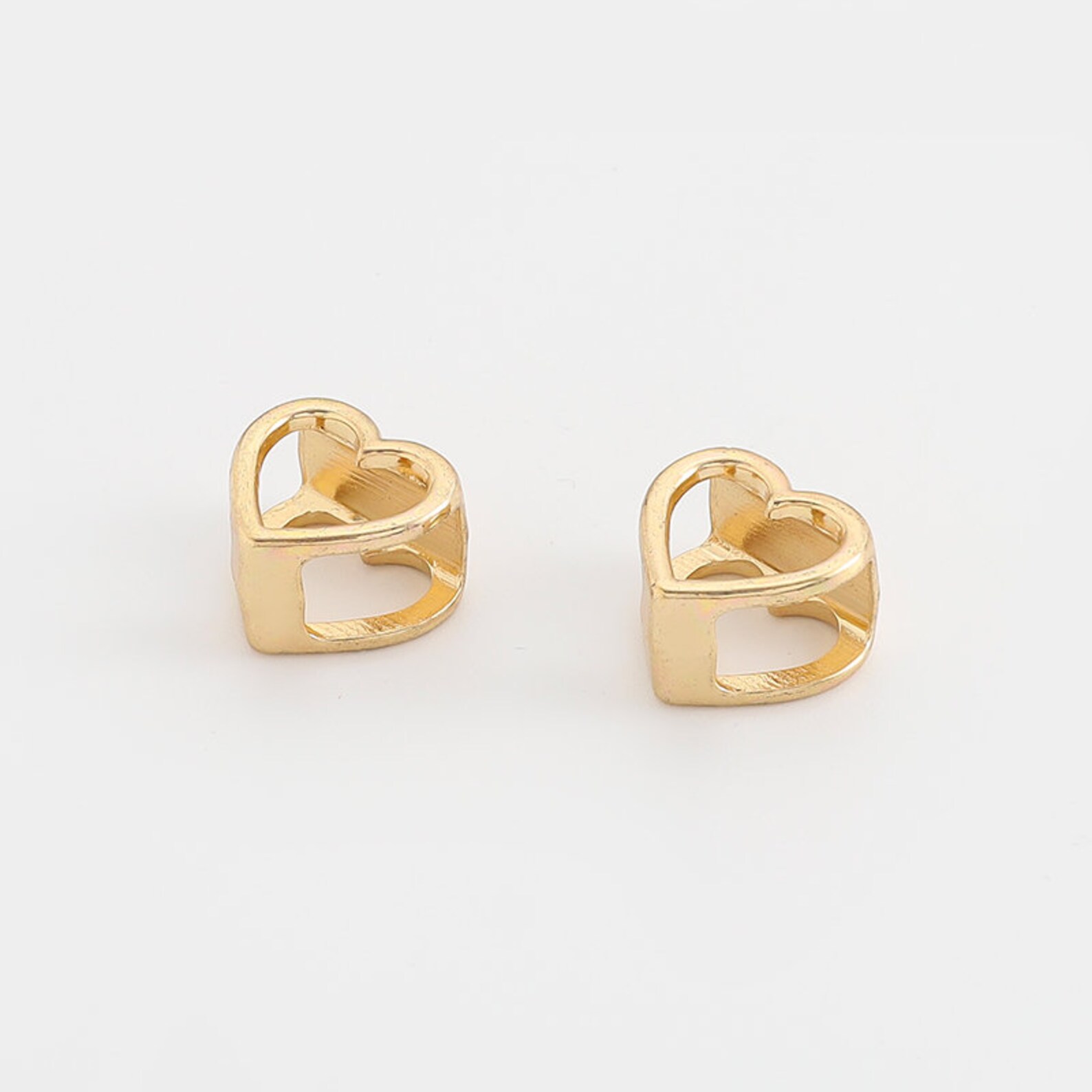 10pcs KC Gold Plated Heart Shaped Sliders for 10x6mm Licorice Leather ...