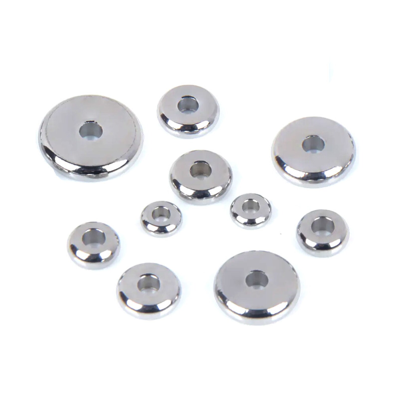 30PCS 304 Stainless Steel Flat Round Beads 4 5 6 8 10 Mm Disc Loose ...