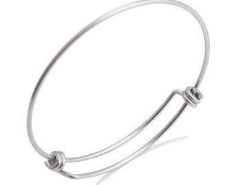5pcs. Stainless Steel Adjustable Wire Bangle Bracelet 65mm 2.6 Inches ...