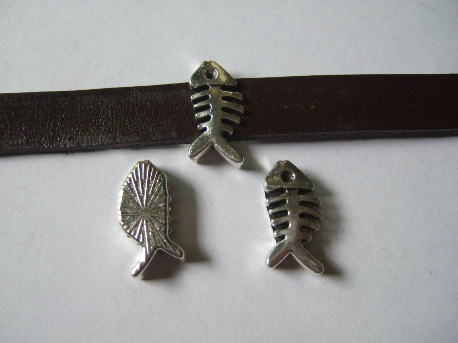 10 Pcs Antique Silver Fish Bone Sliders for 10mm Flat Cord | Etsy