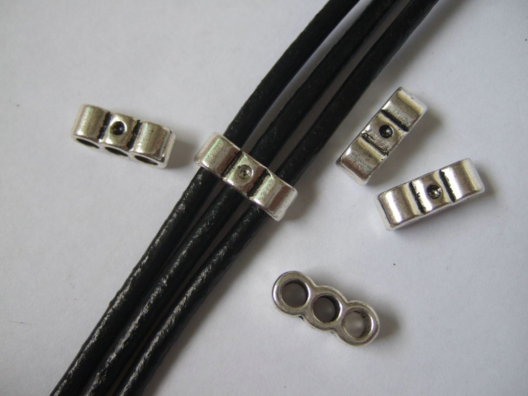 10 Antique Silver 3MM Separators , Sliders for Use Cord up to 3mm Round ...