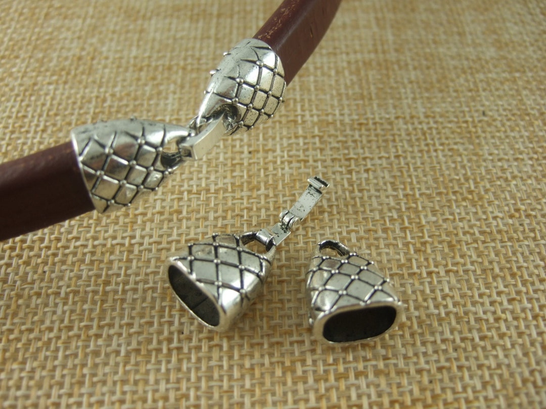 5 Sets Antique Silver Snap Clasp 10x6.5mm for Licorice Leather Bracelet ...