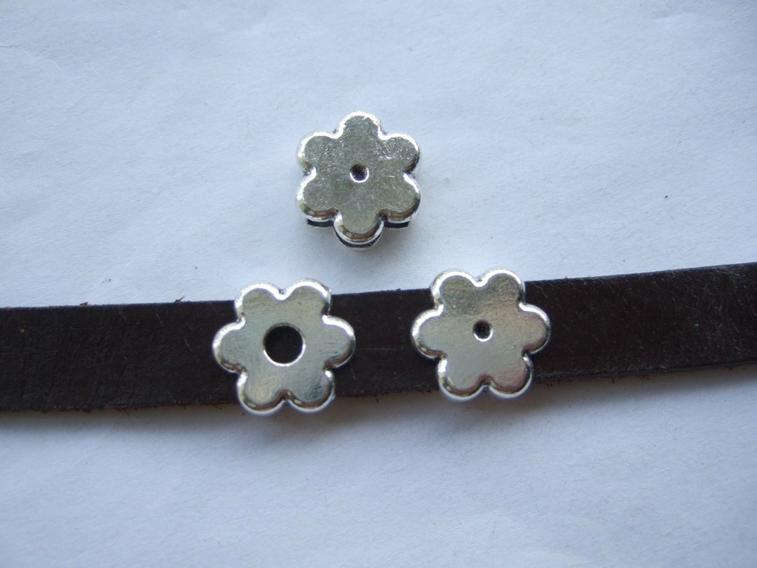 10 Pcs Flower Sliders for 10mm Flat Cord , 10x2mm Metal Flat Leather ...