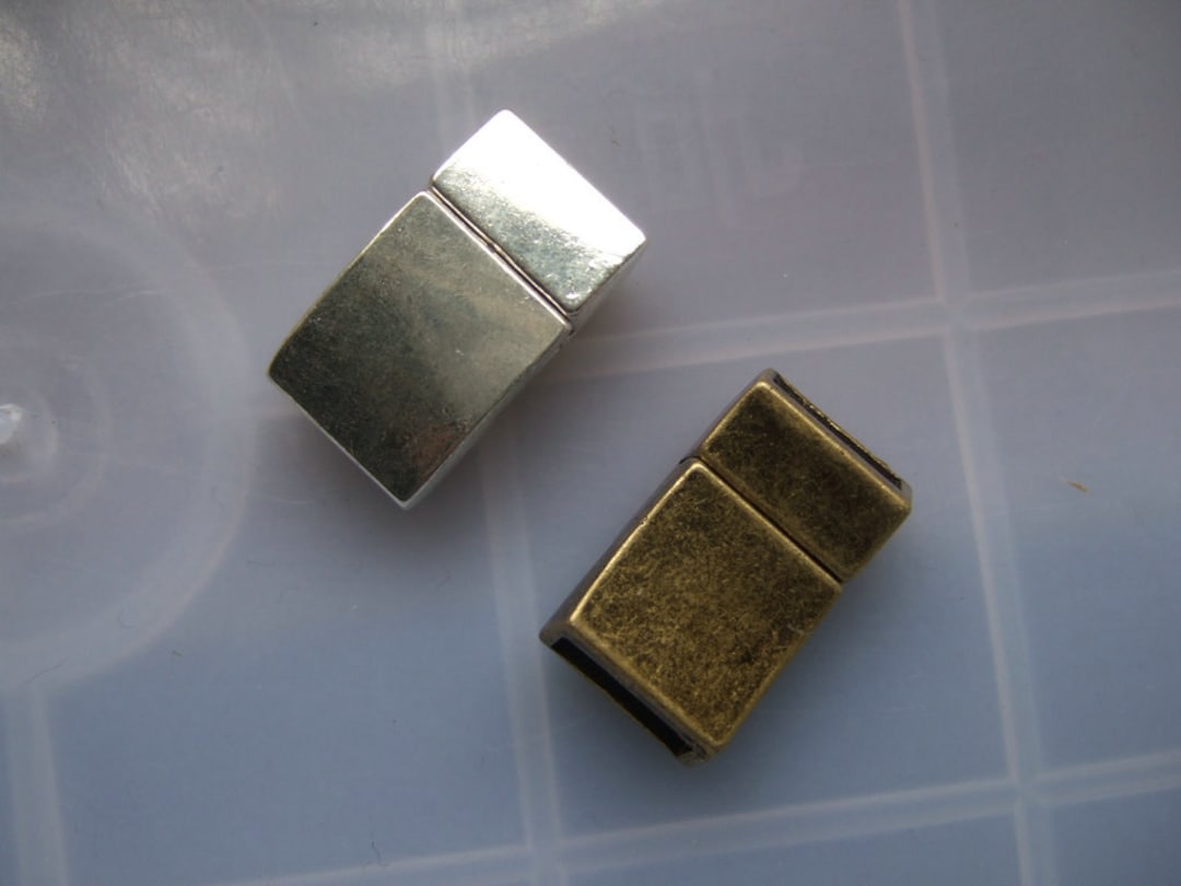 3 Sets Flat Clasp 10x2mm Plain Clasp for 5mm 10mm Flat Leather Bracelet ...