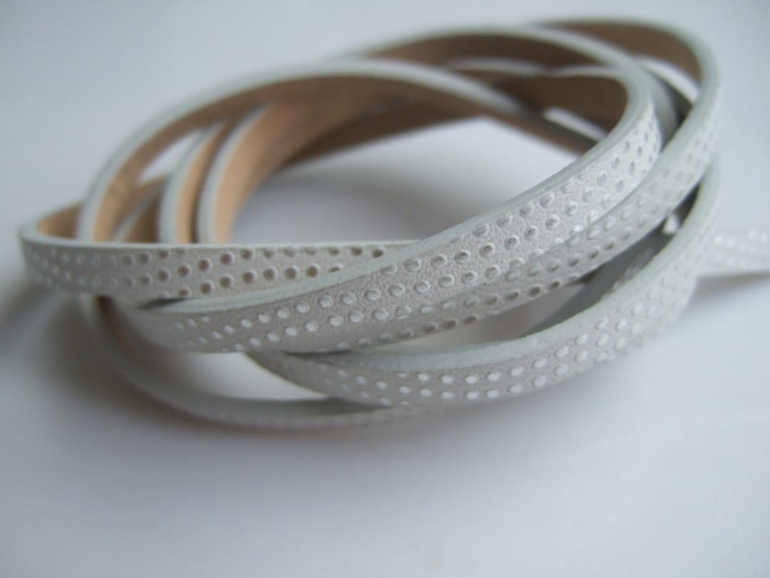 1meter 5x2mm White Leather Cord 5mm Flat PU Leather Cord Wave Dots ...