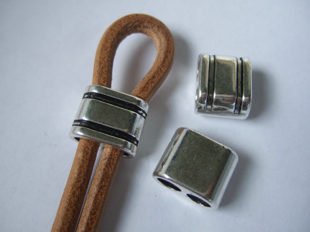 10 Antique Silver Double Strand Stripe Sliders Beads Sliders for 5mm ...