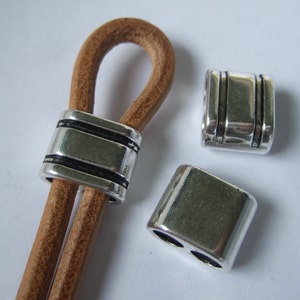 10 Antique Silver Double Strand Stripe Sliders Beads Sliders for 5mm ...