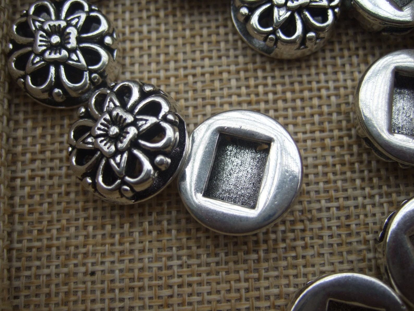 10 Hollowed Flower Sliders 13x2mm Hole for up to 13mm Flat Leather Cord ...