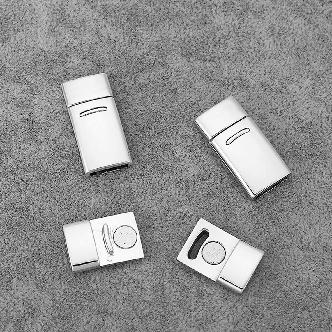 3 Sets Bracelet Clasp 10x2mm Silver Tone 10mm Flat Leather Clasps ...