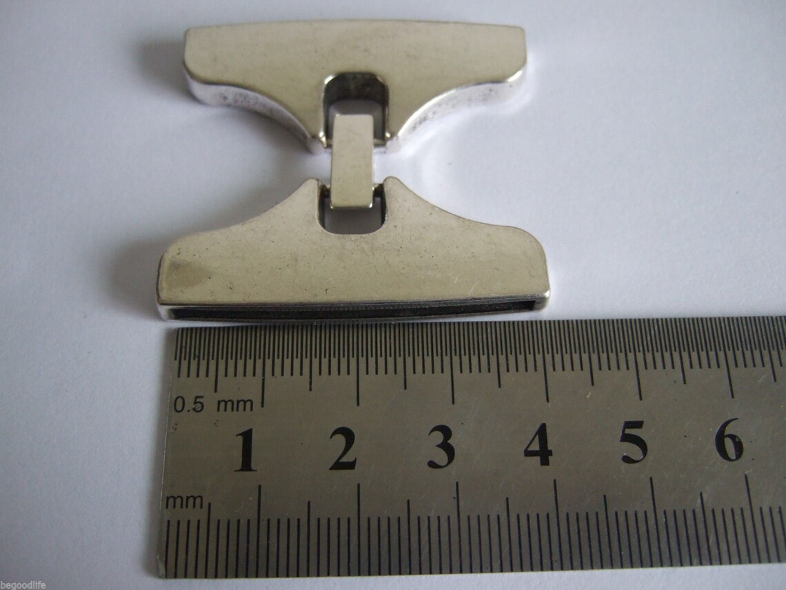 3 Sets Snap Flat Leather Clasp 39x2mm Hole , Antique Silver Flat Clasp ...