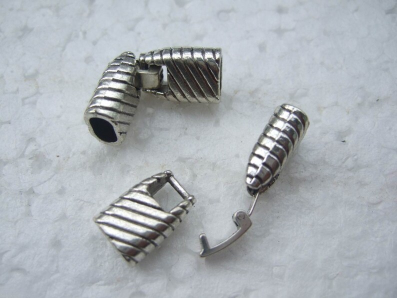 5 Sets Antique Silver Snap Clasps for Flat Leather Cord 7x4mm - Etsy