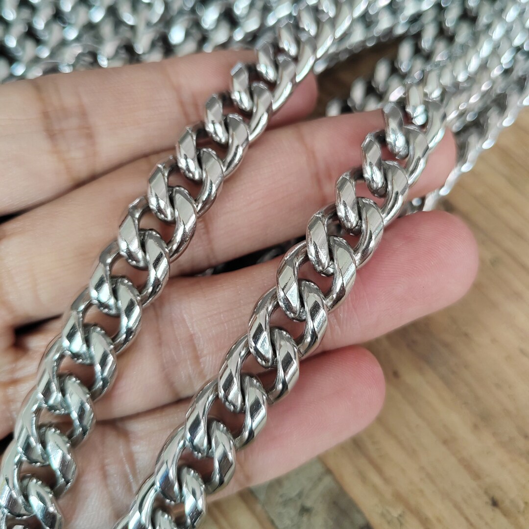 1 Meter / 3 Meters 10mm Width Beveled Curb Stainless Steel Chain Open ...