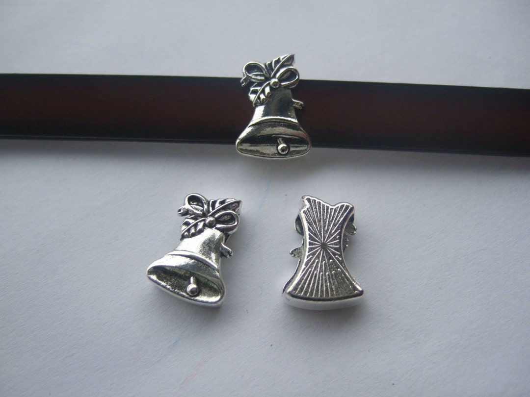 10pcs Bell Slider Spacer for 10mm Flat Leather Cord, 10x2mm Flat Metal ...