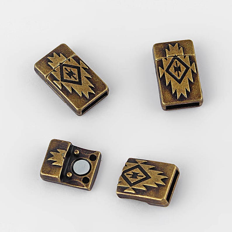 3 Sets 10x2mm Textured Flat Clasp 5mm 10mm Flat Leather Clasp Leather ...