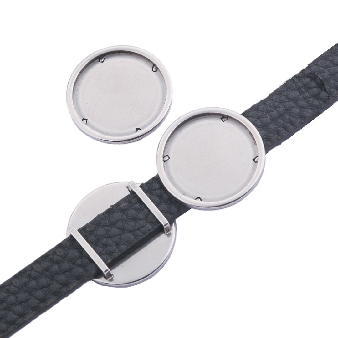 3pcs Stainless Steel 10mm Flat Leather Findings 20mm Blanks Flat ...