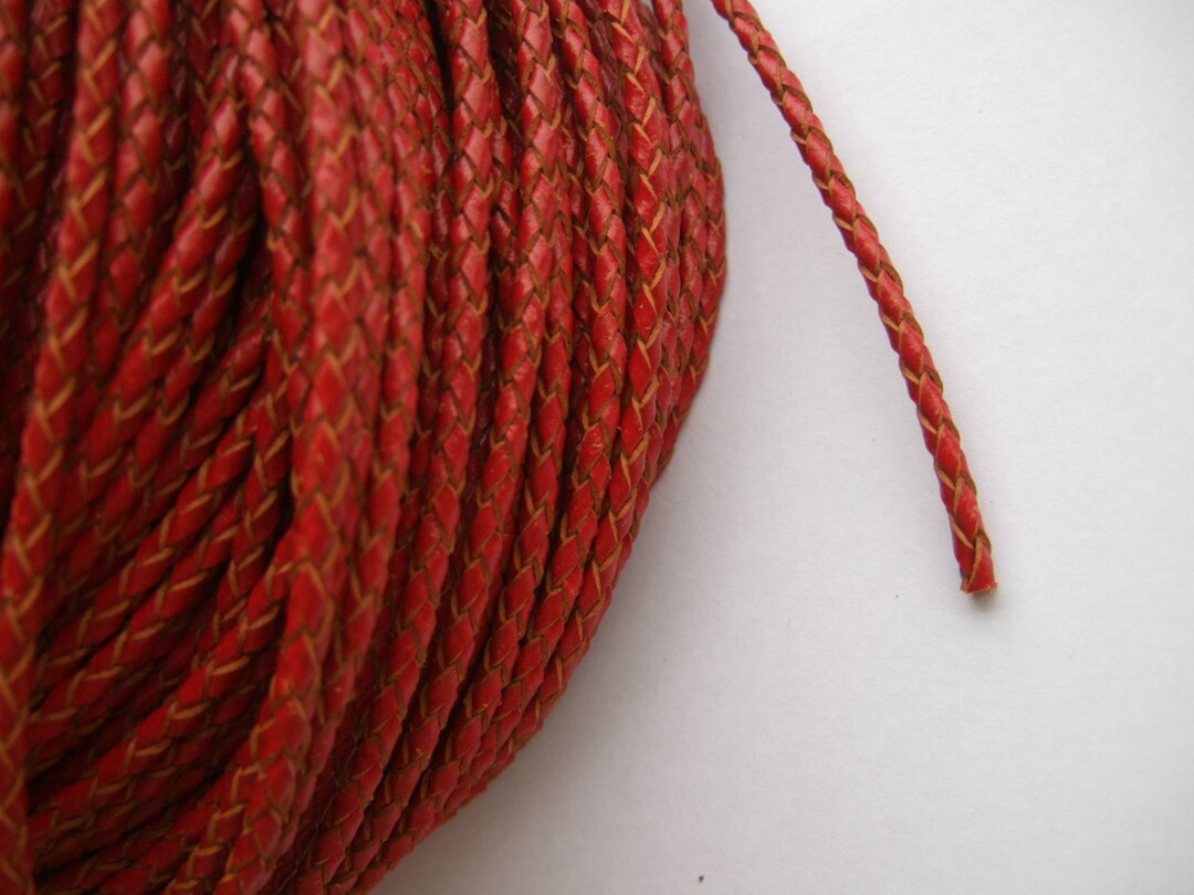 3mm Round Red Braided Real Leather Cord/string 1 Meter P037D - Etsy