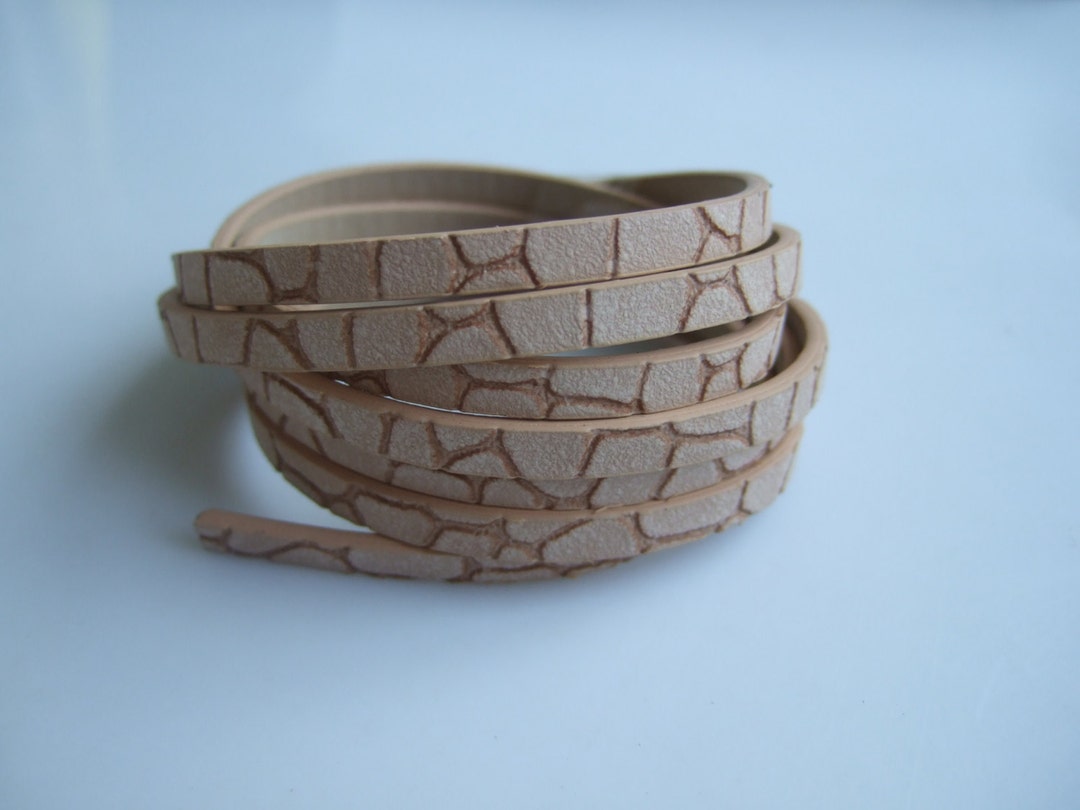 1meter 5x2mm Light Pink Python Snake Emboss Leather Cord 5mm Flat ...